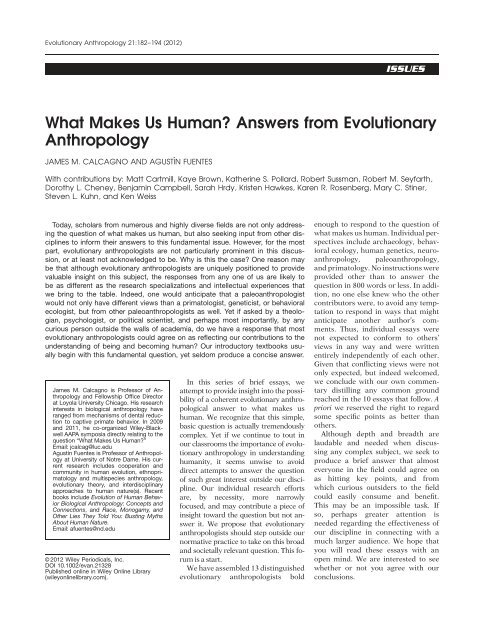 What makes us human? Answers from ... - University of Utah