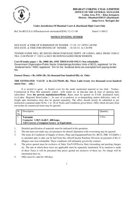 BCCL Ancillary Units