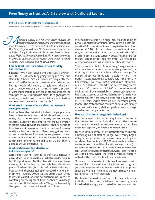 From Theory to Practice: An Interview with Dr. Michael Leonard ...