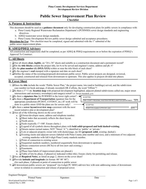 Public Sewer Improvement Plan Review - Development Services