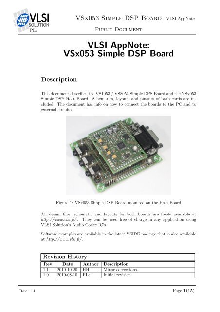 VLSI AppNote: VSx053 Simple DSP Board - VLSI Solution