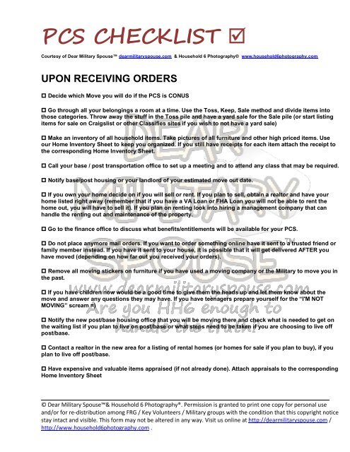 Download and Print the PCS Checklist here - USMC Hangout