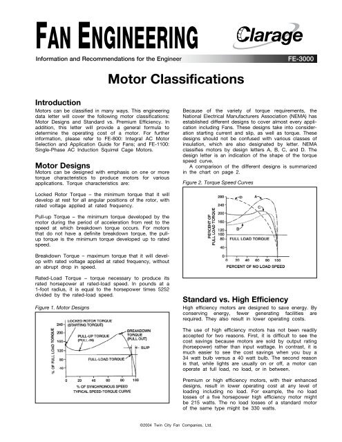 Motor Classifications - Clarage