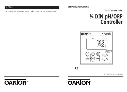 pH 1000 manual - Oakton Instruments