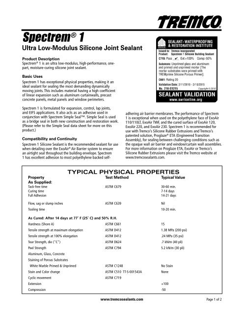 SpectremÂ® 1 - Tremco Sealants