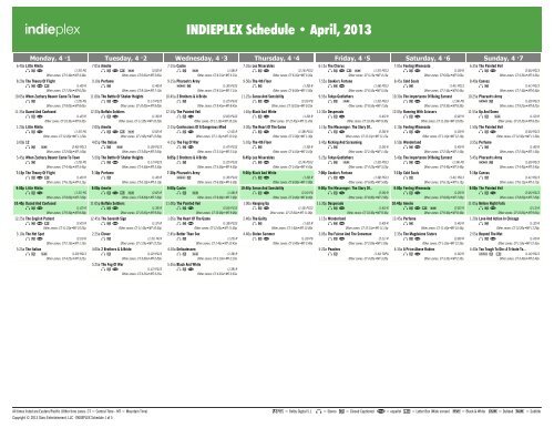INDIEPLEX Schedule - April, 2013 - Starz