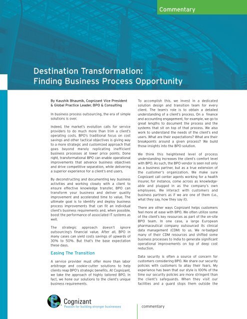 BPO Strategy - Cognizant