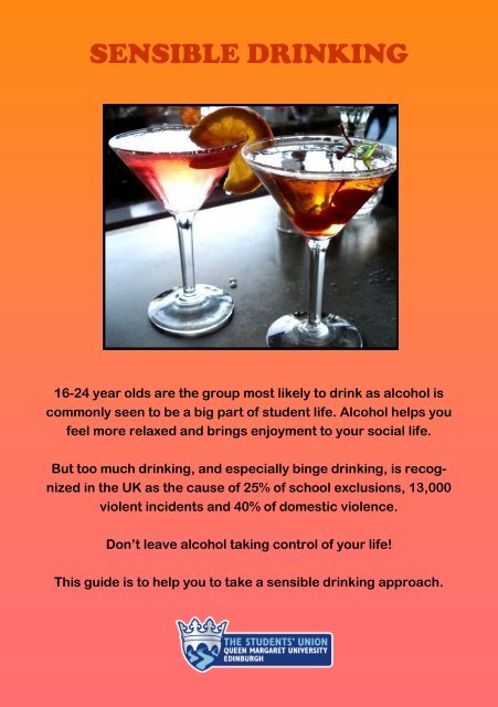 drinking sensibly - Queen Margaret University Students