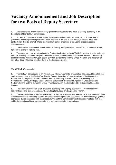 Vacancy Announcement and Job Description for two Posts ... - Jobs-IO