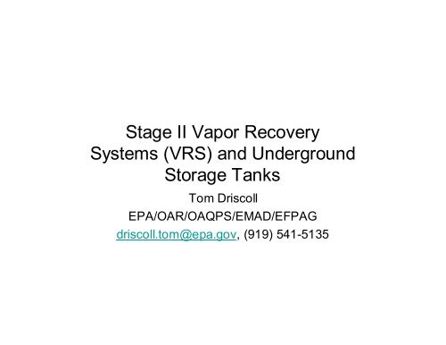 Stage II Vapor Recovery Systems (VRS) and ... - NEIWPCC