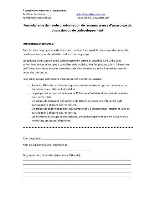 Formulaire de demande d'autorisation de reconnaissance d'un ...