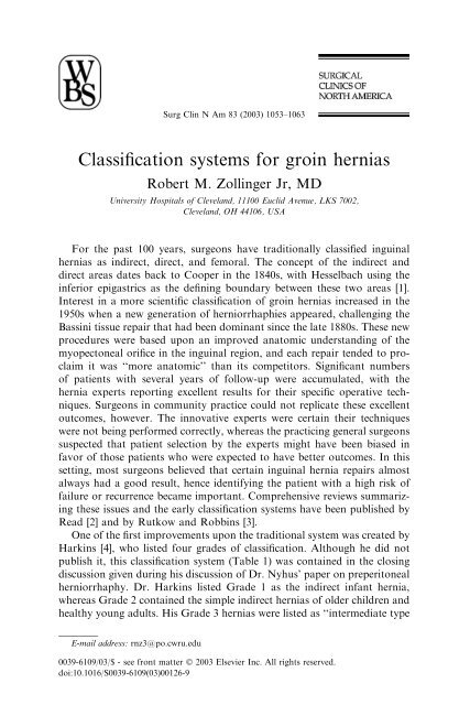 Classification systems for groin hernias