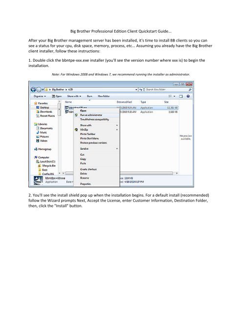 Big Brother Professional Edition Client Quickstart ... - Quest Software