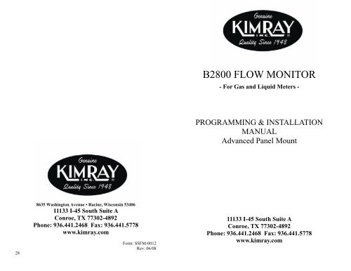 B2800 Adv Flow Mon. - Home | Kimray Mobile - Kimray, Inc.