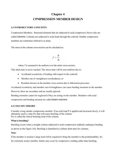 Chapter 4 CPMPRESSION MEMBER DESIGN