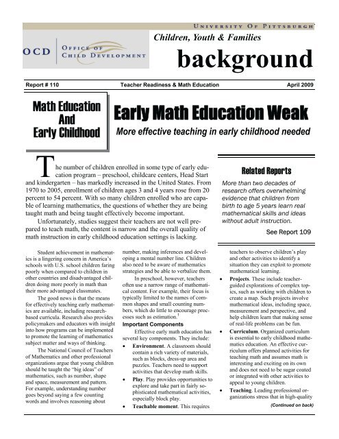 Article on Math Education and Early Childhood - Teaching Fiesta