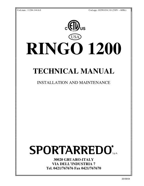 ringo 1200 technical manual