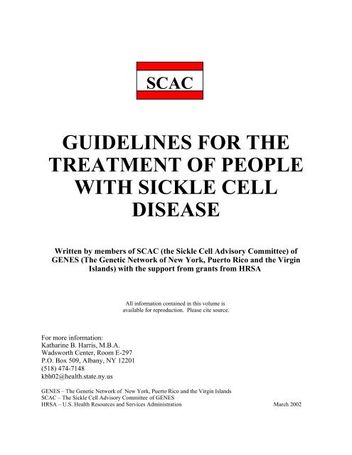 guidelines for the treatment of people with sickle cell disease