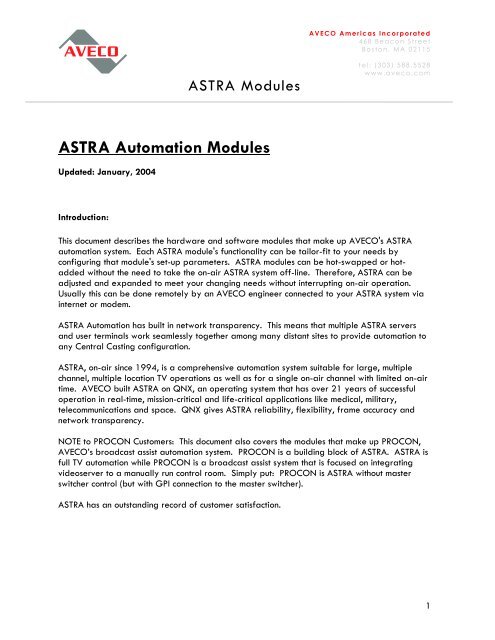 ASTRA Automation Modules - Aveco
