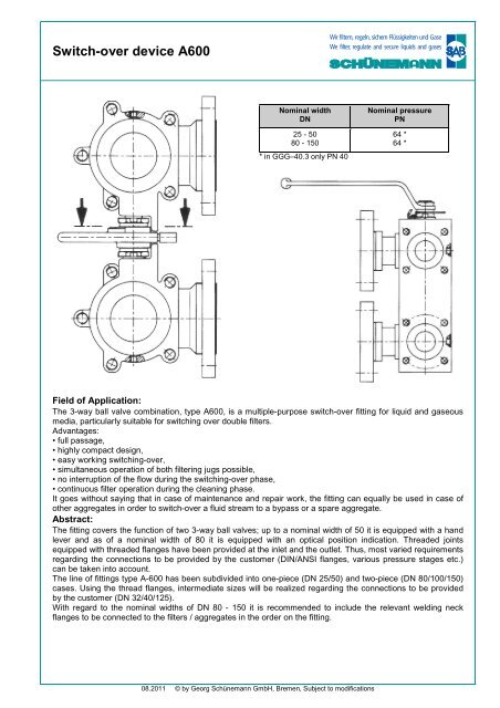 Switch-over device A600 - SAB