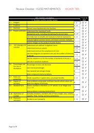 Revision Checklist â IGCSE MATHEMATICS FOUNDATION TIER