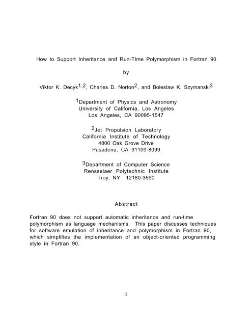 How To Support Inheritance And Run Time Polymorphism In Fortran