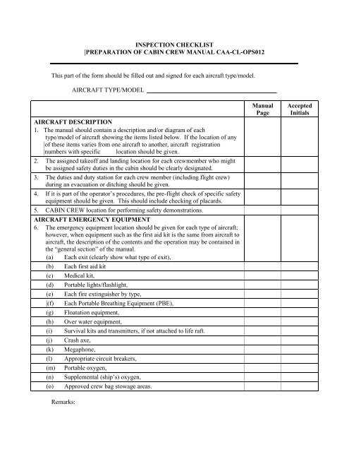 INSPECTION CHECKLIST|PREP