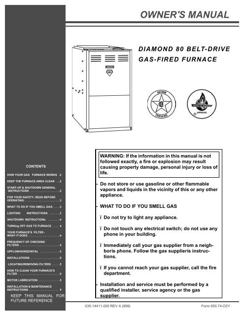 DIAMOND 80 BELT-DRIVE GAS FIRED FURNACE - UPGNet