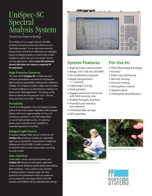 UniSpec-SC Spectral Analysis System - PP Systems