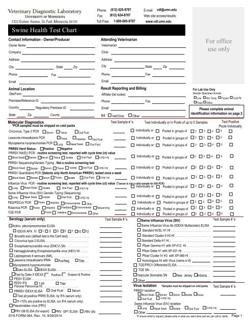 Submission Form - Veterinary Diagnostic Laboratory - University of ...
