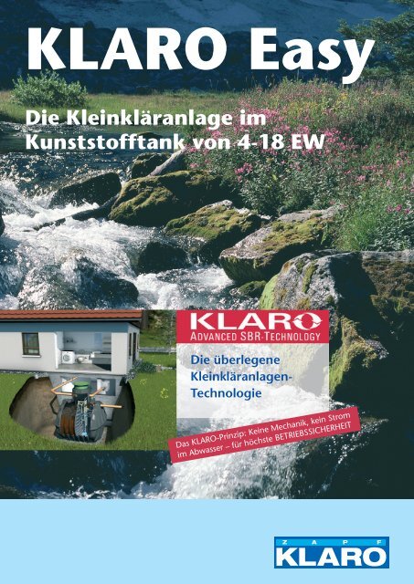 KLARO Easy Die Kleinkläranlage im Kunststofftank von 4-18 EW ...