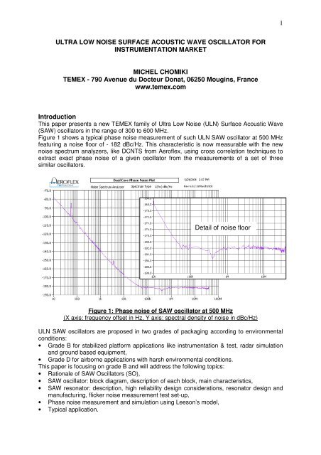 Ultra Low Noise Surface Acoustic Waves Oscillator for - ARMMS RF ...