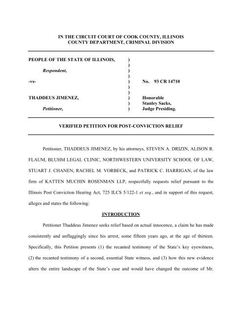 IN THE CIRCUIT COURT OF COOK COUNTY, ILLINOIS COUNTY ...