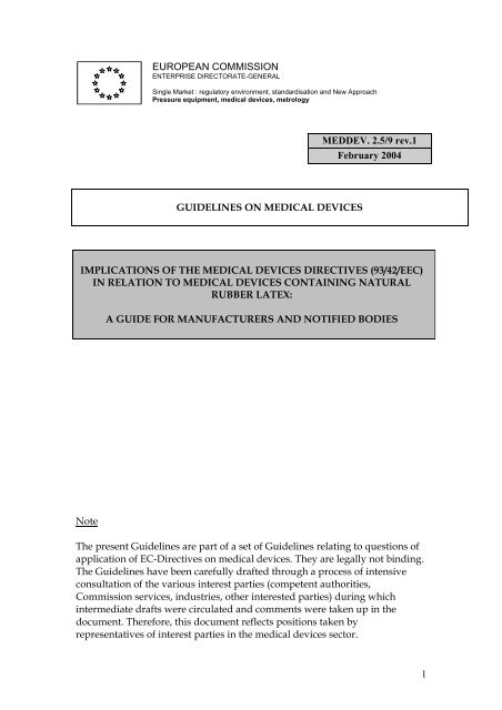 Guidelines on the implications of the Medical Devices Directive