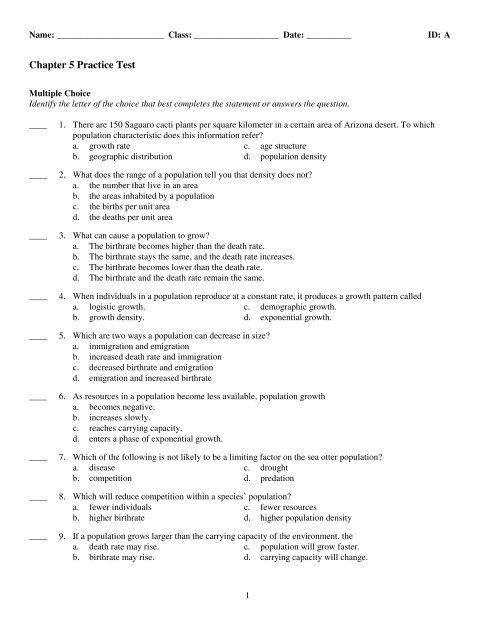 Chapter 5 Practice test