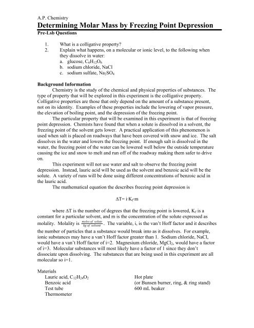 Freezing Point Depression Lab