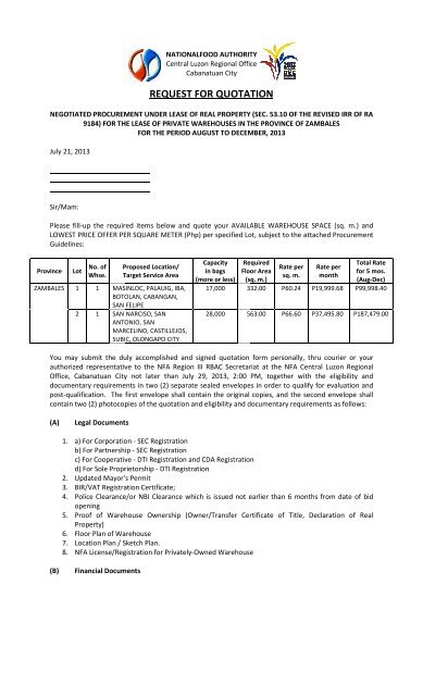 Janitoral Sample Letter Request For Quote