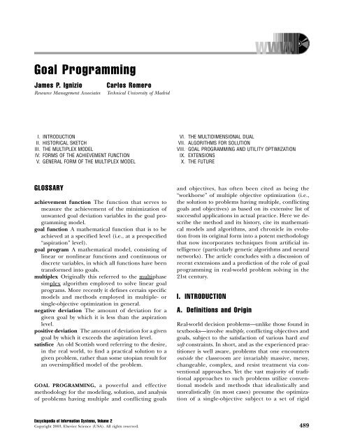 Goal Programming - dss lab unipi