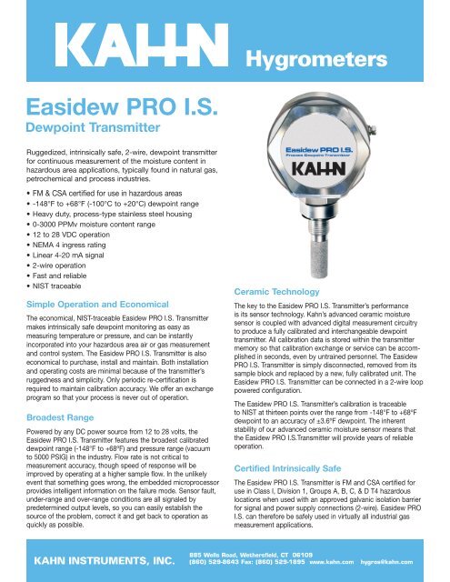 Easidew PRO I.S. Transmitter - Novatech Inc.