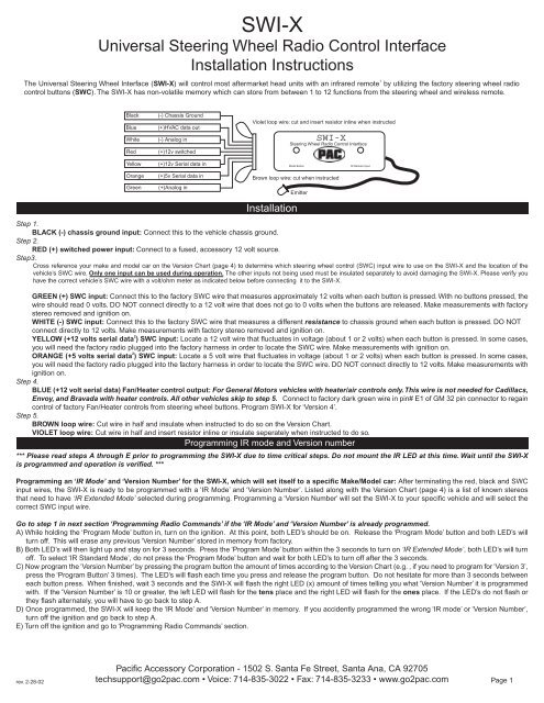 Universal Steering Wheel Radio Control Interface ... - Tune-Town
