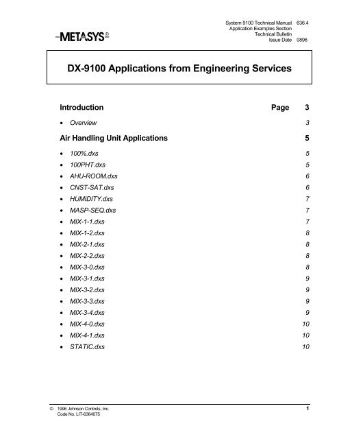 DX-9100 Applications from Engineering Services ... - ShanControls