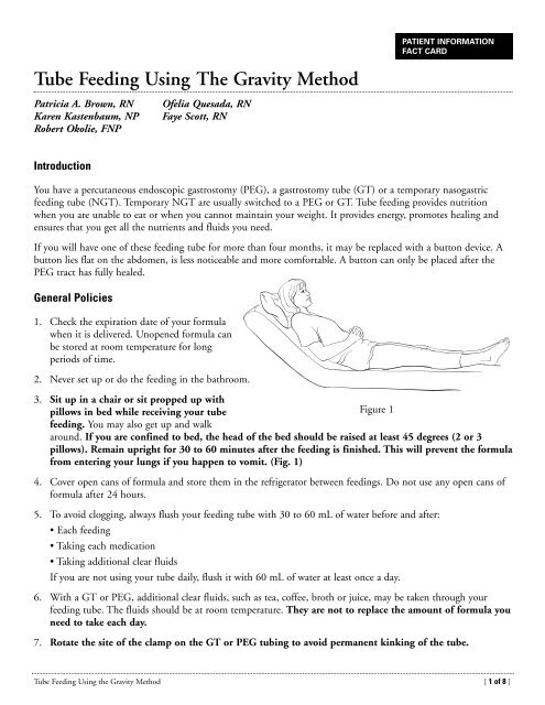 Tube Feeding Using The Gravity Method - Memorial Sloan-Kettering ...