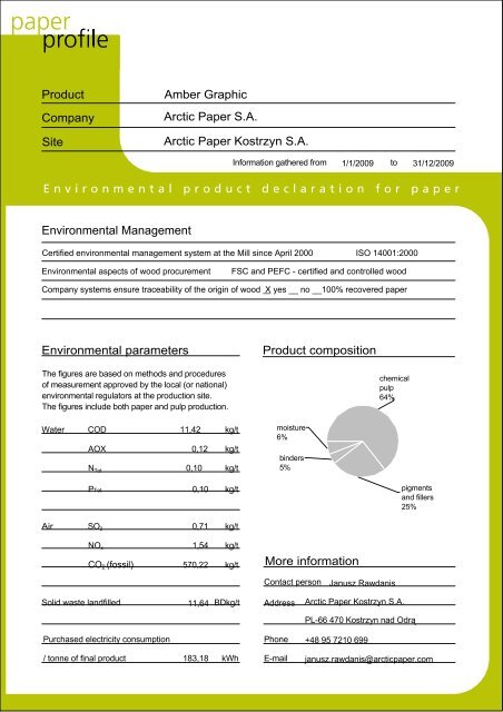 Product Amber Graphic Company Arctic Paper S.A. Site ... - Antalis