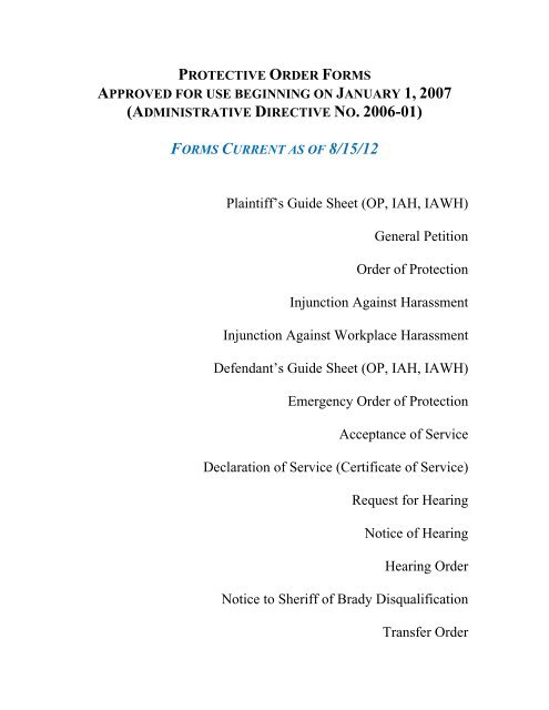 Protective Order Forms - Arizona Judicial Department