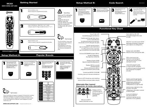 Setup Method A - Universal Electronics Remote Control Support