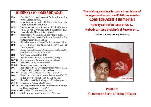 Comrade Azad is immortal! - BANNEDTHOUGHT.NET