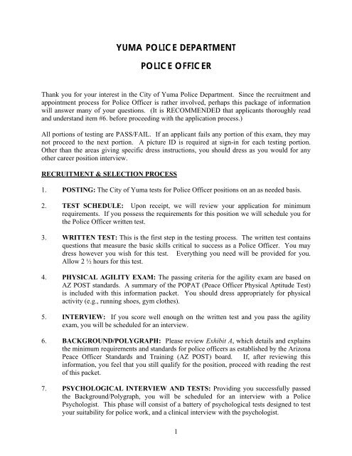 YUMA POLICE DEPARTMENT - City of Yuma, Arizona