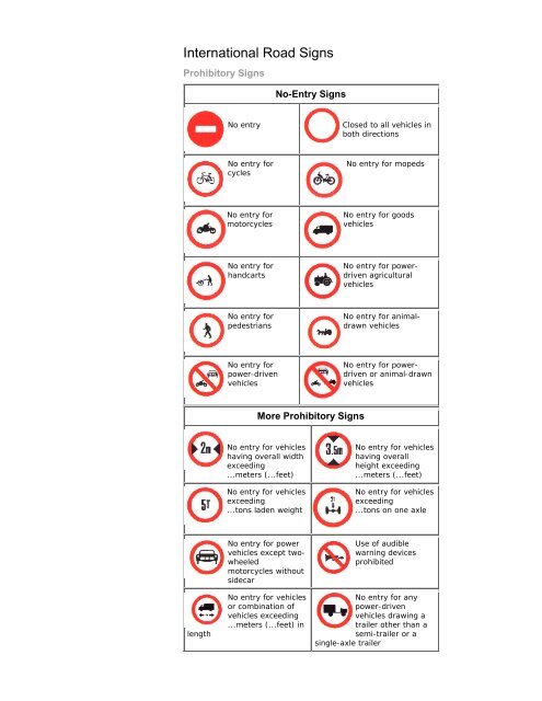 International Signs Driving