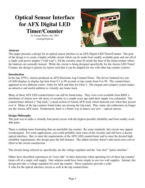 Optical Sensor Interface for AFX Digital LED Timer/Counter