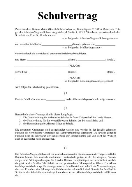 Schulvertrag - Albertus Magnus Schule Viernheim